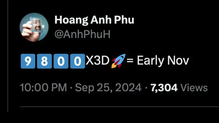 [루머] AMD 라이젠 7 9800X3D CPU 11월 초 출시 - DVDPrime