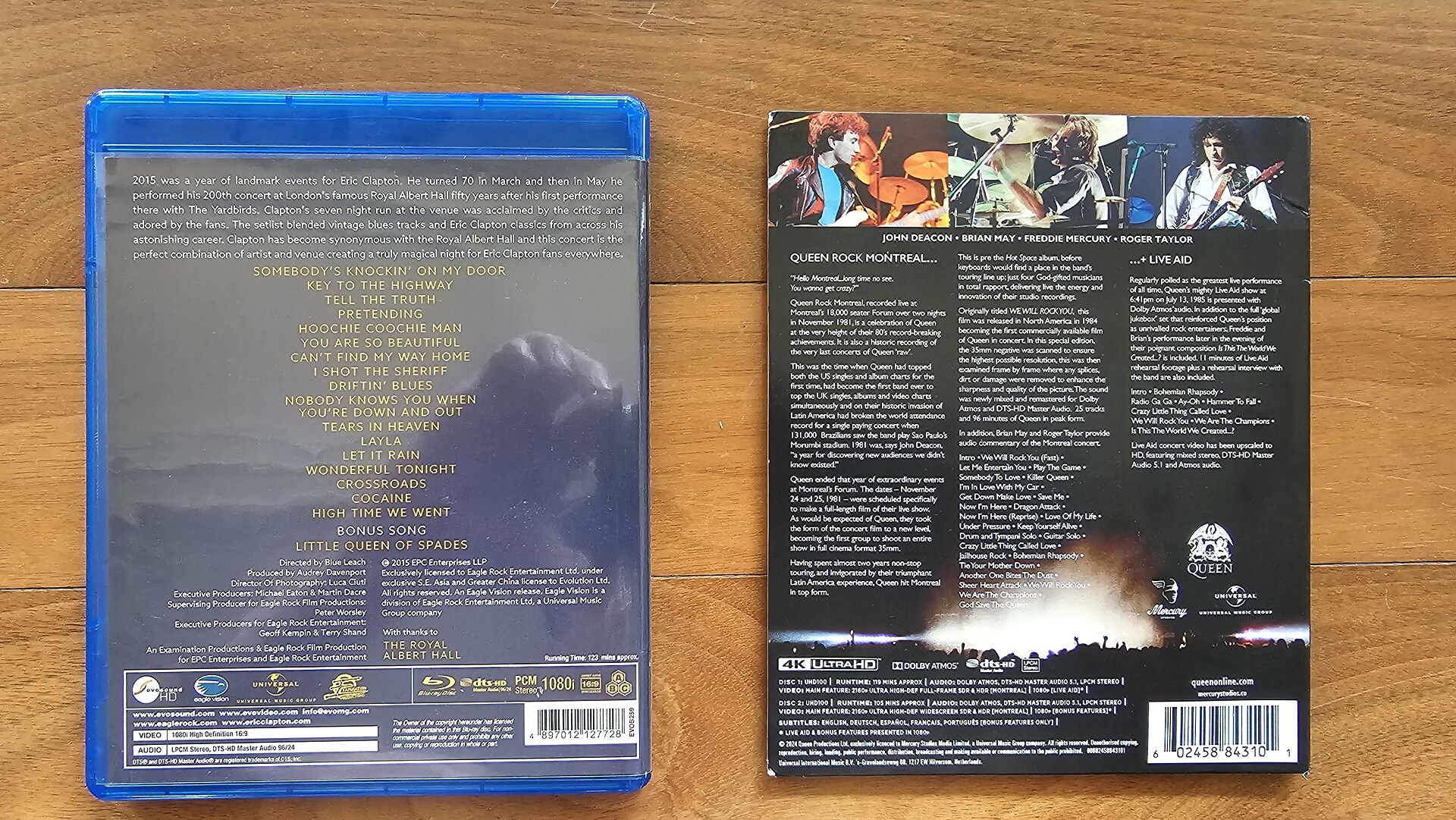 QUEEN 4K UHD, ERIC CLAPTON Blu ray - DVDPrime