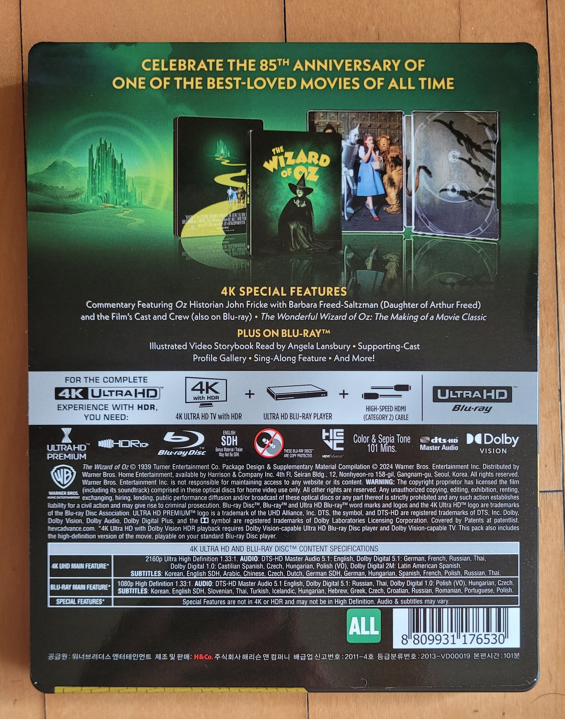 [오즈의 마법사, 1939] 85주년 기념 스틸북 한정판 4K+BD - DPrime