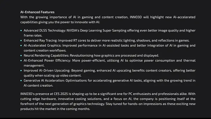 Inno3D, CES 티저에서 RTX 50시리즈의 쿨링 시스템과 향상된 기능들을 소개 - DVDPrime