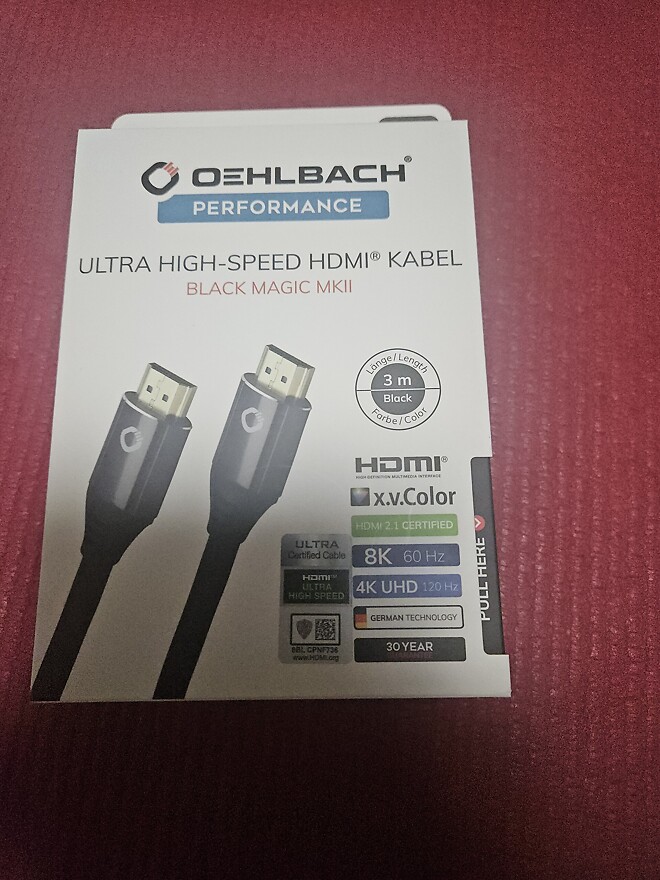 오핼바흐 퍼포먼스 8k hdmi 2.1 3m 케이블 미개봉 5만원 - DVDPrime