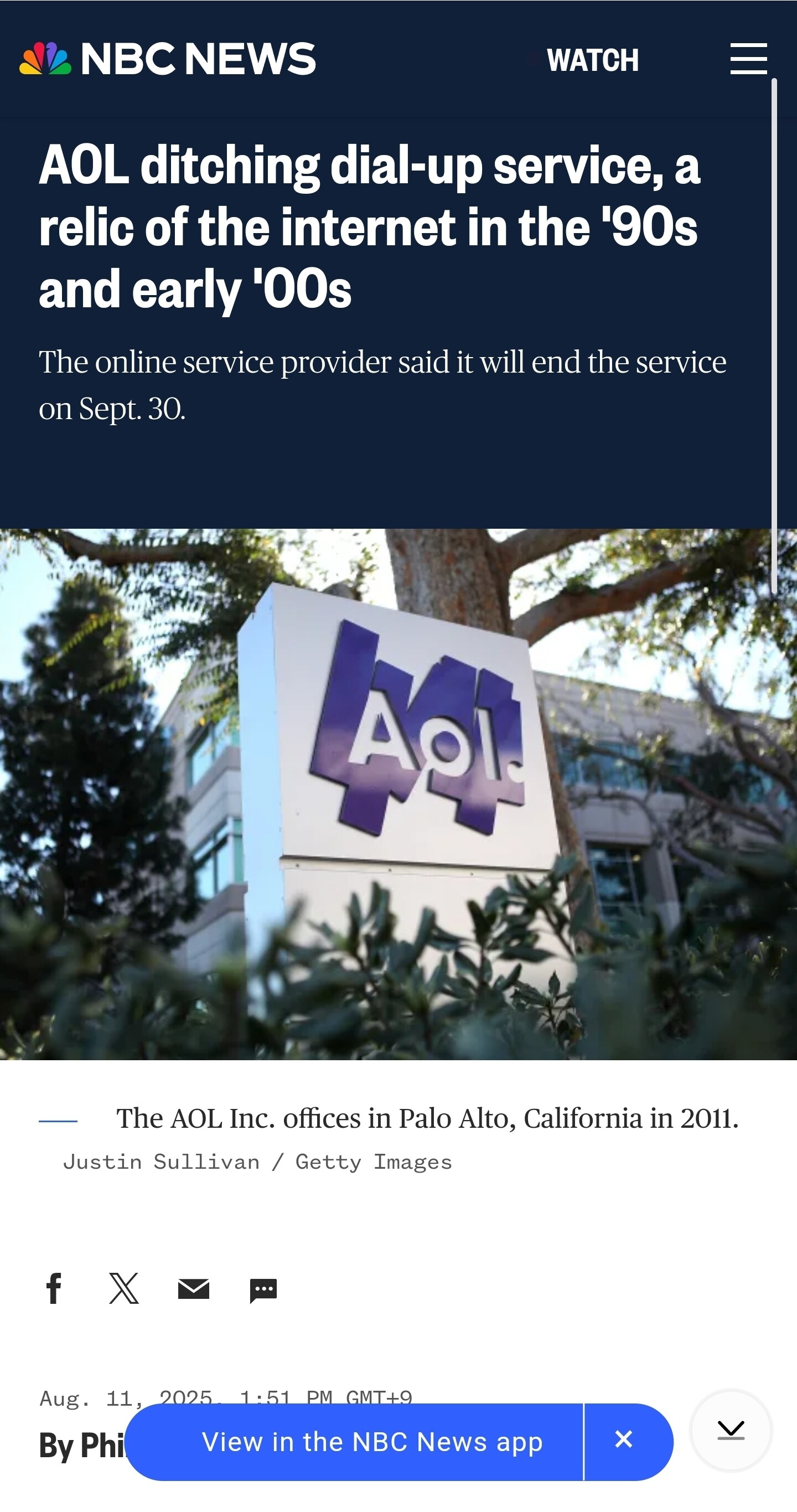 AOL, 90년대와 2000년대 초 인터넷의 유물인 다이얼업 서비스 중단 - DVDPrime