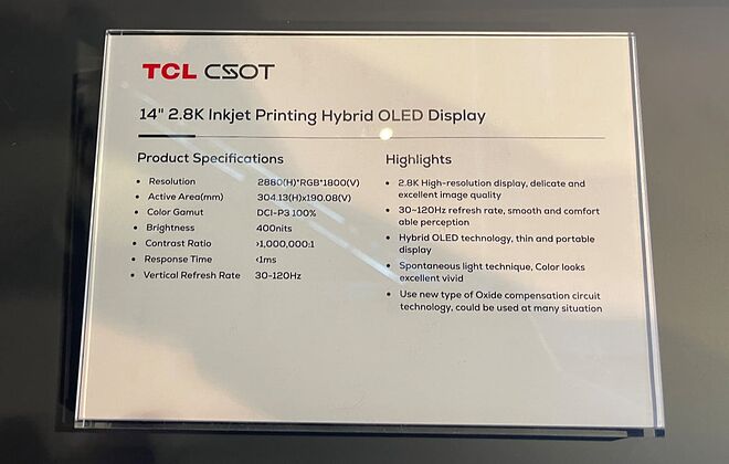 TCL, 넓은 시야각, 초박형 베젤의 혁신 패널 기술과 인쇄형 RGB OLED 패널 공개 - DVDPrime
