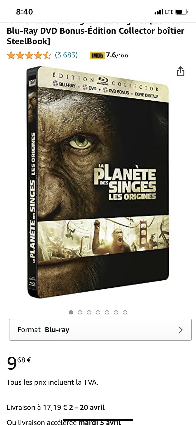 혹성탈출 진화시작 프랑스 스틸북 - DVDPrime