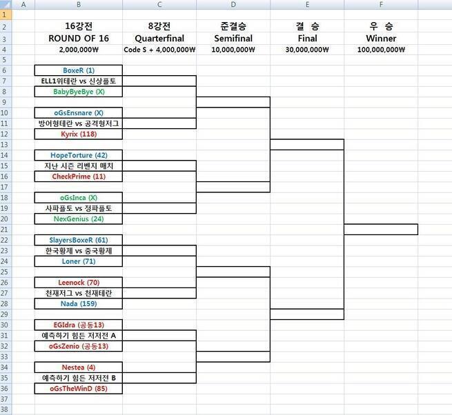 [GSL] GSL 시즌 2 16강 대진표! - DVDPrime