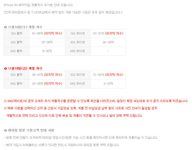 [정보] SKT 아이폰4S 추가 개통차수 안내 - DVDPrime