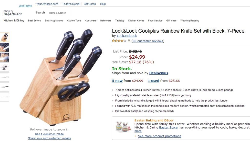 [지름정보] Lock&Lock Cookplus Rainbow Knife Set with Block, 7-Piece - DVDPrime