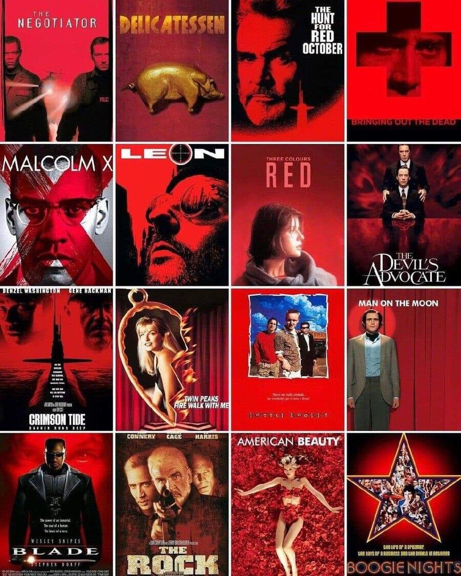 포스터 색깔로 정리한 90년대 네임드 영화 라인업 - DVDPrime