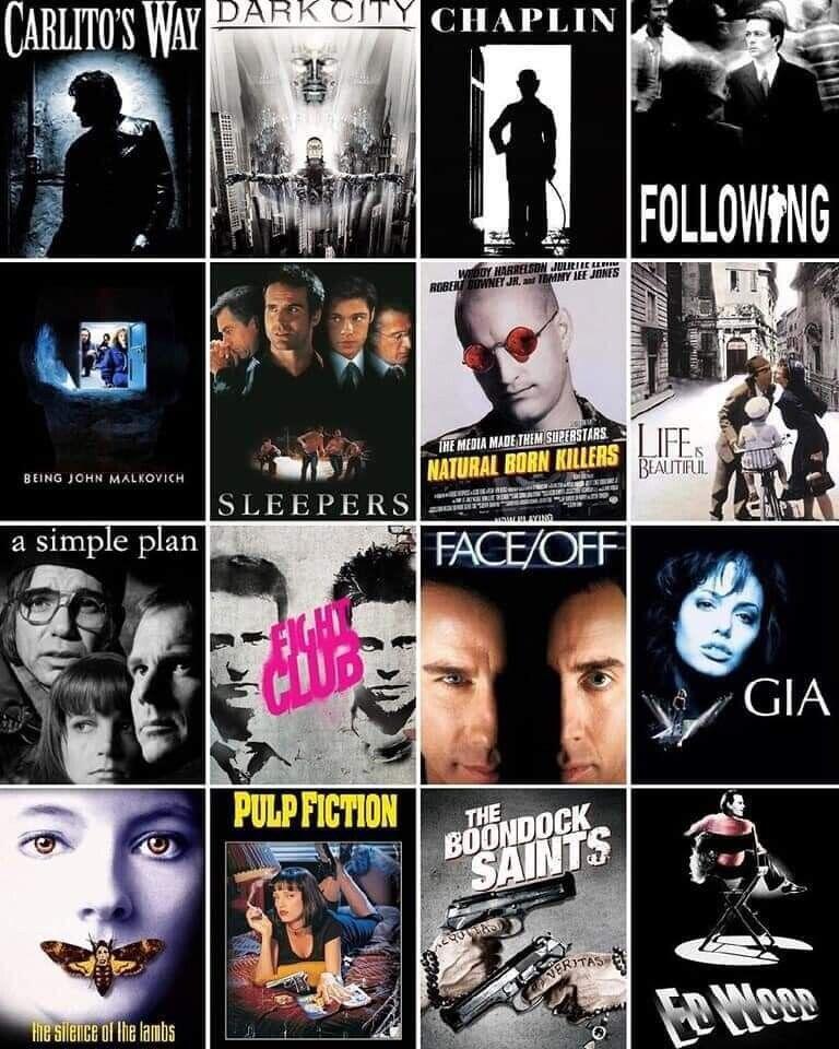 포스터 색깔로 정리한 90년대 네임드 영화 라인업 - DVDPrime