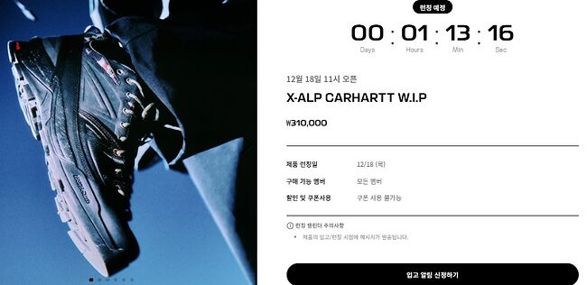 [살로몬 코리아] 칼하트 WIP x 살로몬 X-ALP 선착 발매 (11시) - 풋셀 커뮤니티