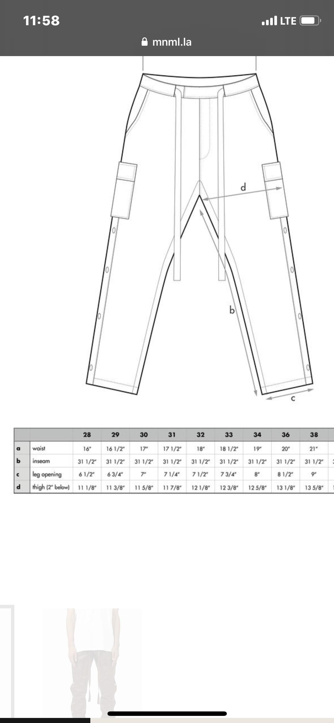 mnml 바지 사이즈 어떻게 봐야하는지 아시는 분 계신가요? - 풋셀 커뮤니티