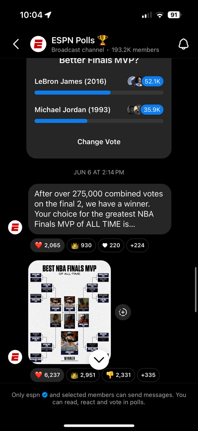 역대 최고의 파엠 투표 from ESPN - MANIA