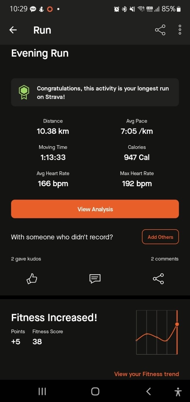 처음으로 10km 성공했네요. - MANIA
