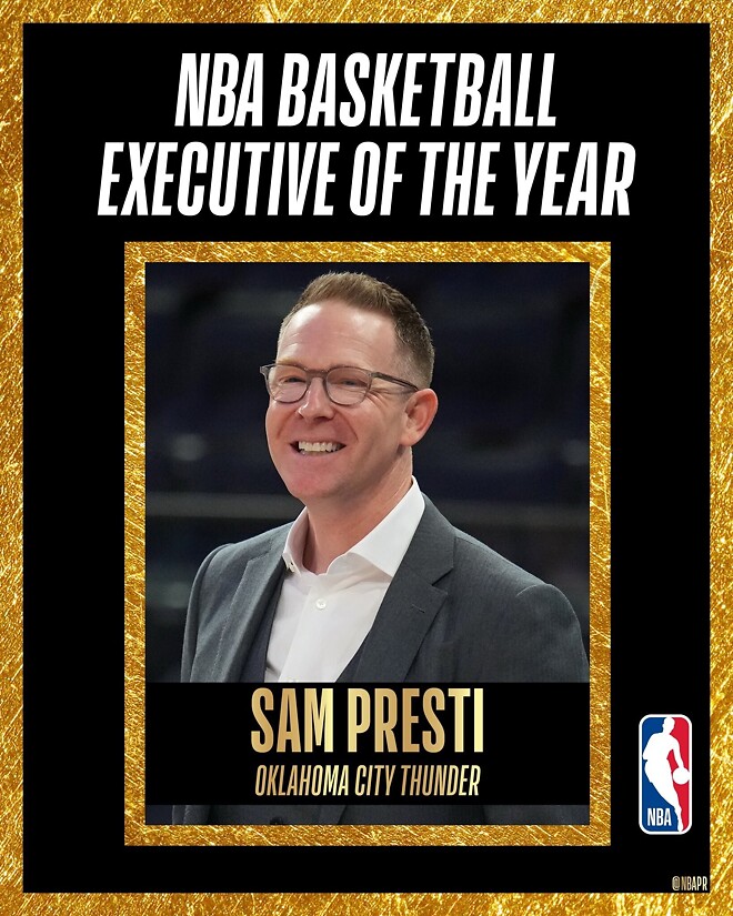 2024-25시즌 올해의 경영자 - 샘 프레스티 (OKC) - MANIA