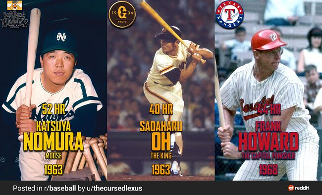 (레딧)MLB, NPB, KBO의 각팀별 최초 40홈런 달성자 - 세리에매니아